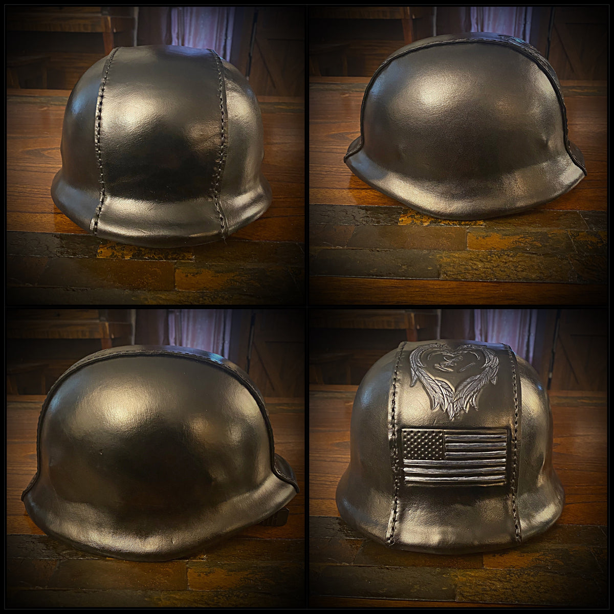 Motorcycle Helmet Covered in Leather, German Style – Forged Glory ...