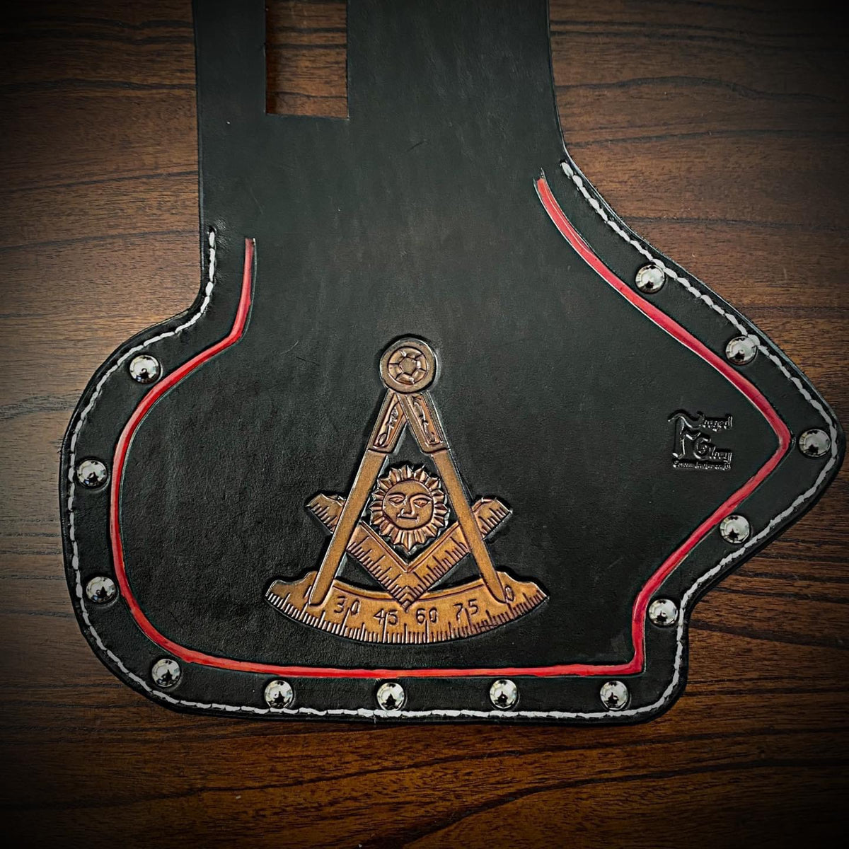 Heat Shield - Masonic Art Black, W/ Pouch, Metal Studs, & Suede Backin ...
