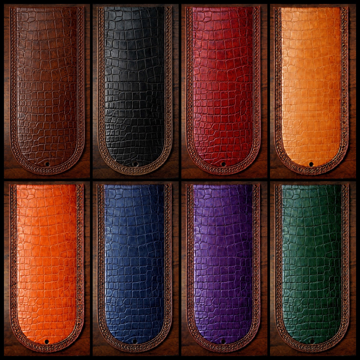 Fender Bib - Choice Of Alligator Print Leather Color, On Brown Leather ...