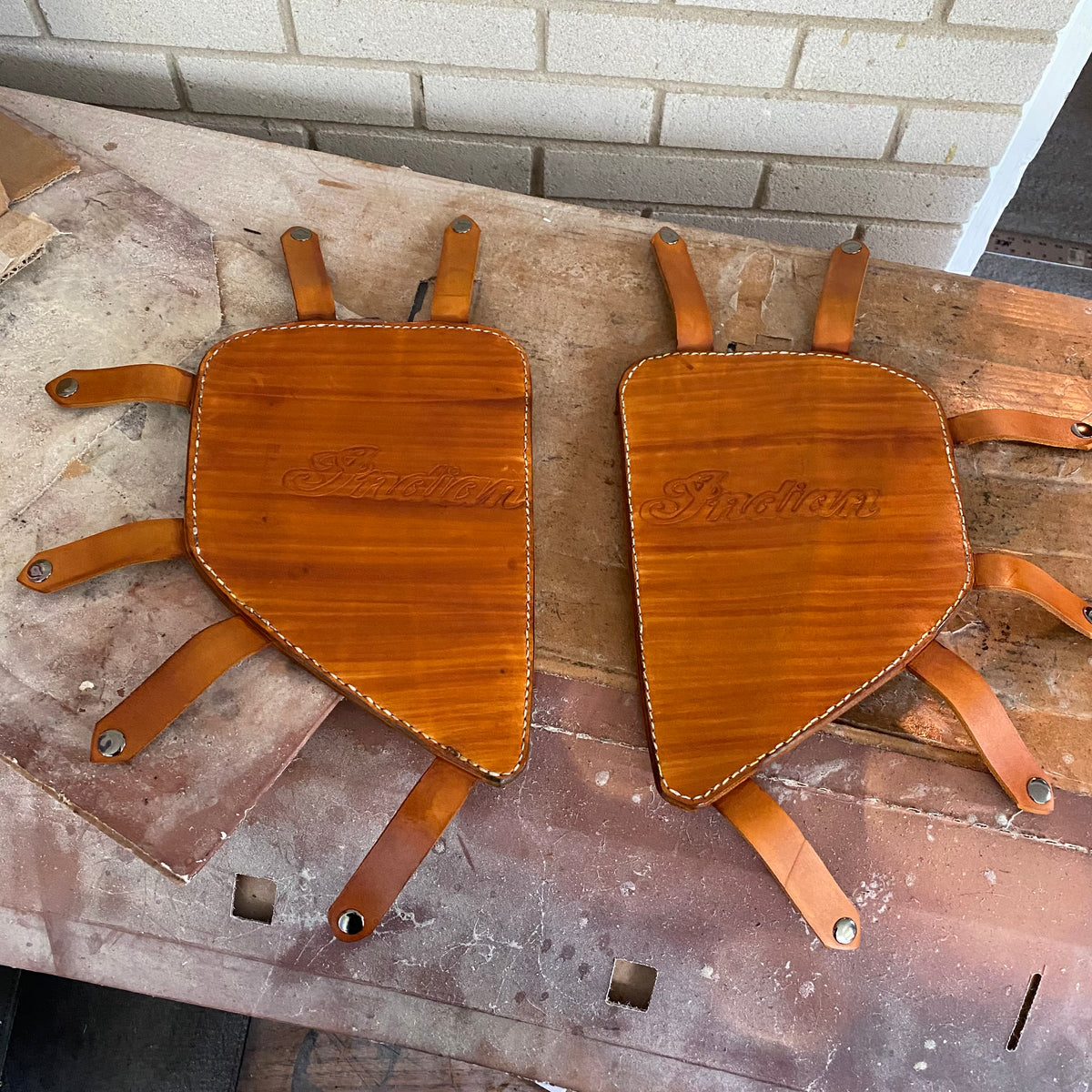 Engine Guard Covers, Fits Indian Roadmaster, Custom Art, Indian tan ...