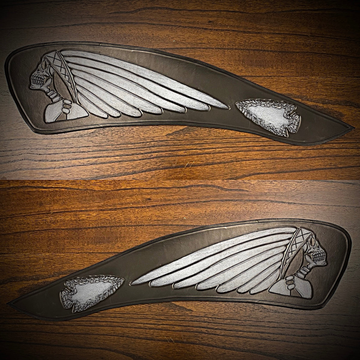 Motorcycle Tank Emblem Custom Art & Shape – Forged Glory Custom Leather ...