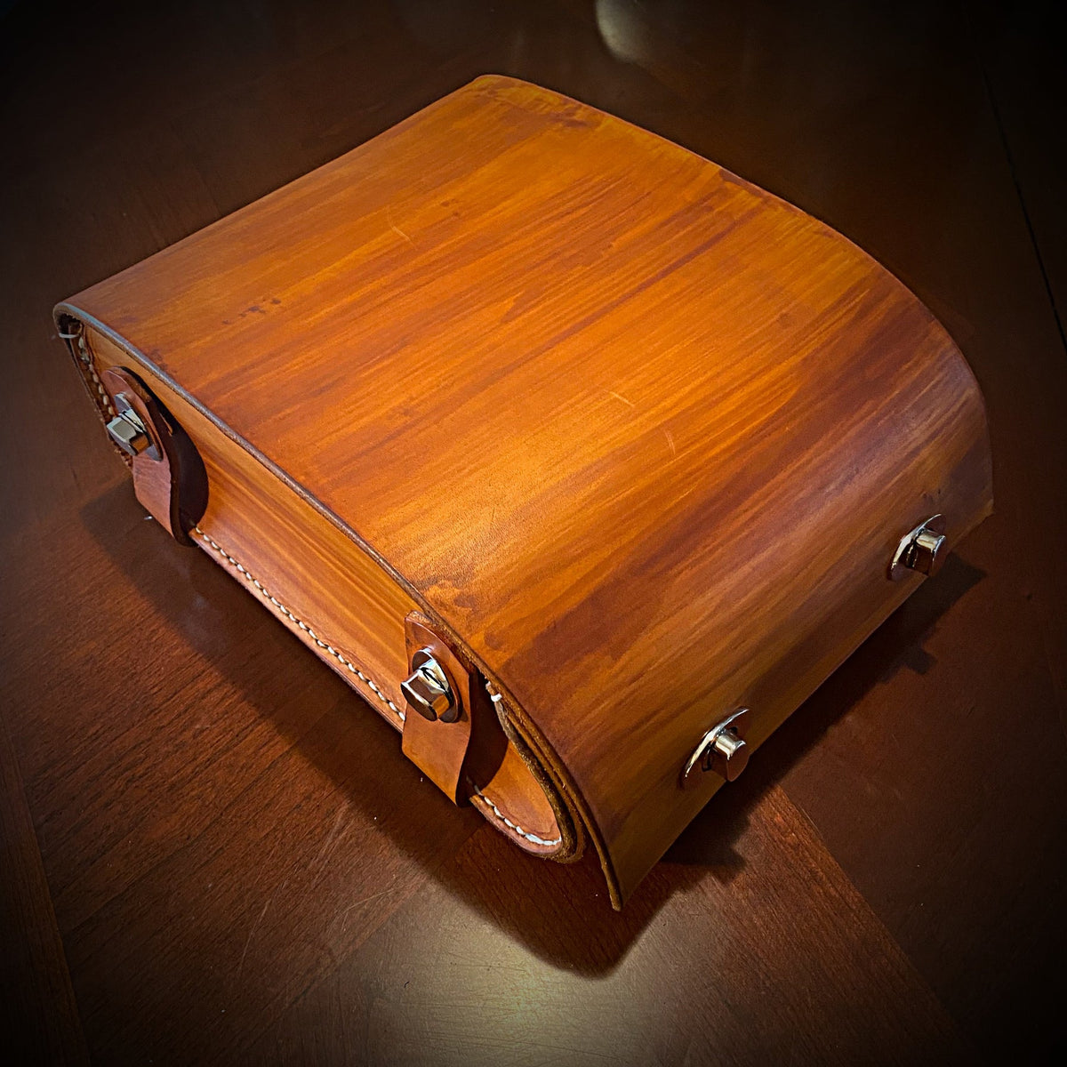 Motorcycle Luggage Rack Bag Custom Art Indian Tan – Forged Glory Custom ...