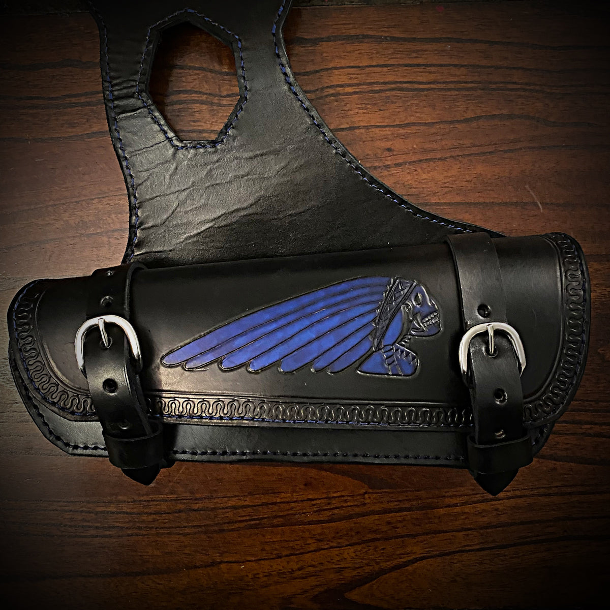 Heat Shield for Indian Scout motorcycle - Double Pouch - Skull Warbonn ...