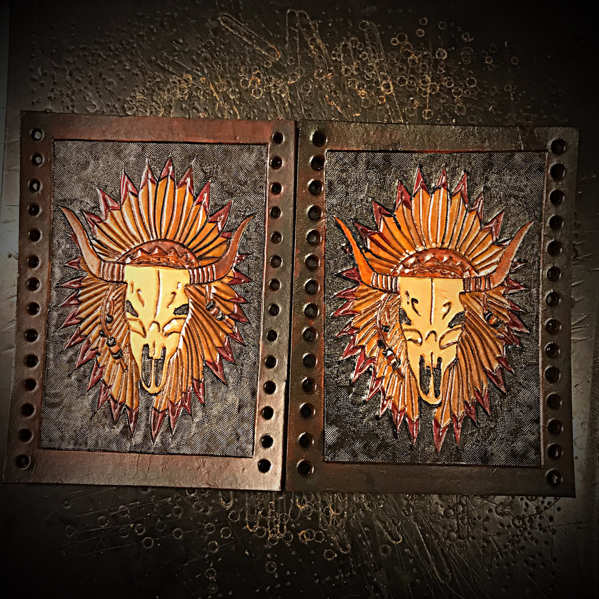 Motorcycle Fork Covers - Custom Art – Forged Glory Custom Leather Craft