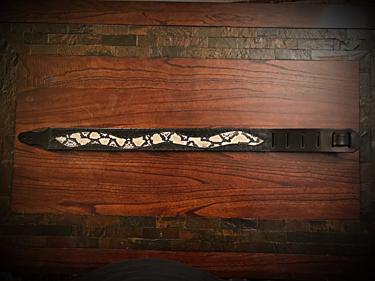 Guitar Strap - Exotic Leather Inlay – Forged Glory Custom Leather Craft